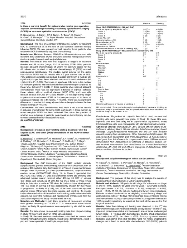 (PDF) 2759 Management of nausea and vomiting during treatment with the ...