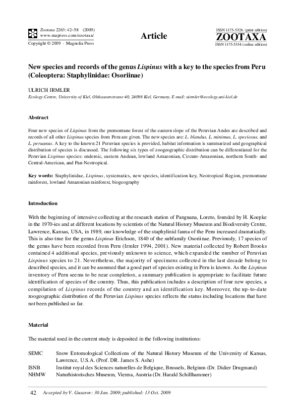 (PDF) New species and records of the genus Lispinus with a key to the ...