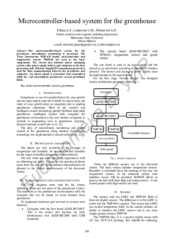 (PDF) Microcontroller-based system for the greenhouse