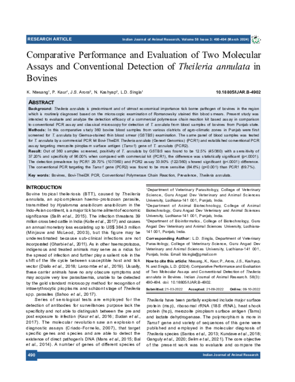 Pdf Comparative Performance And Evaluation Of Two Molecular Assays