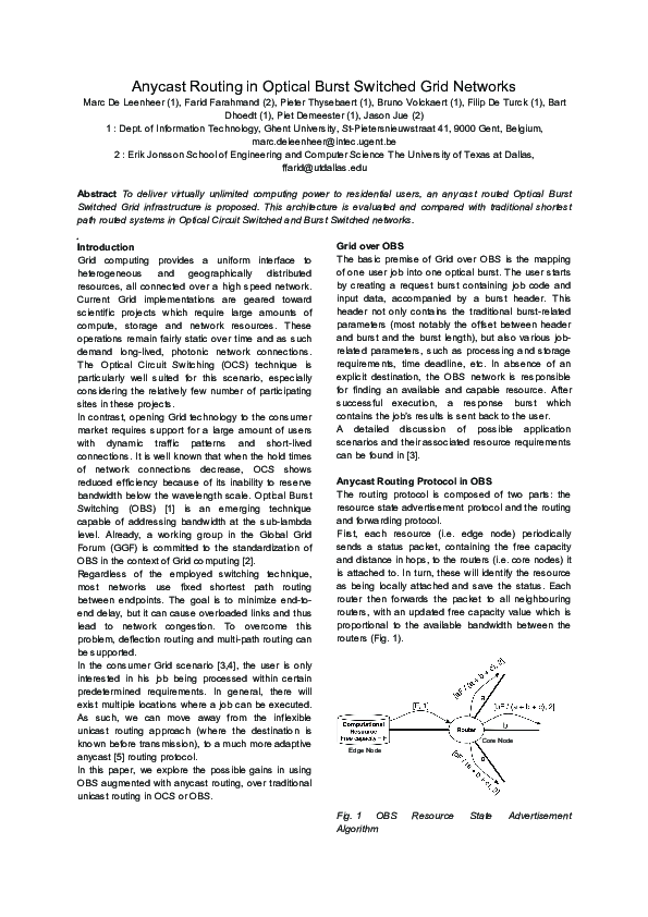 (PDF) Anycast routing in optical burst switched grid networks