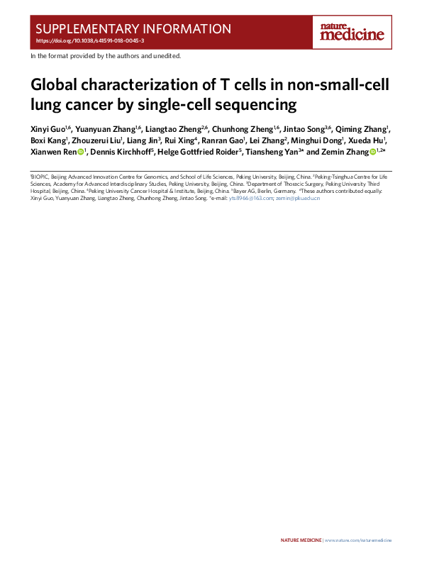 (PDF) Global characterization of T cells in non-small-cell lung cancer ...