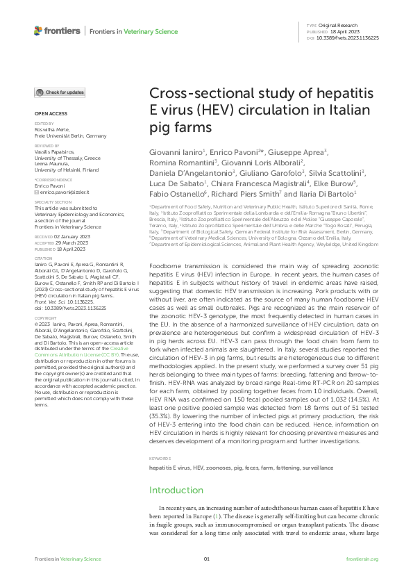 Cross-sectional study of hepatitis E virus (HEV) circulation in Italian ...