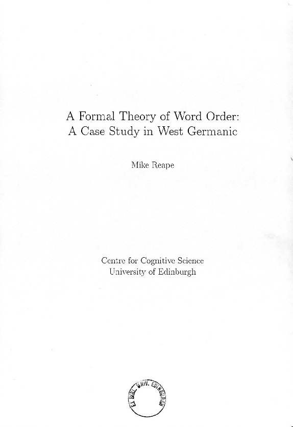 (PDF) A Formal Theory of Word Order: A Case Study in West Germanic ...