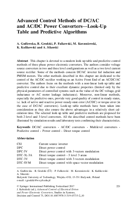 (PDF) Advanced Control Methods of DC/AC and AC/DC Power Converters—Look-Up Table and Predictive ...