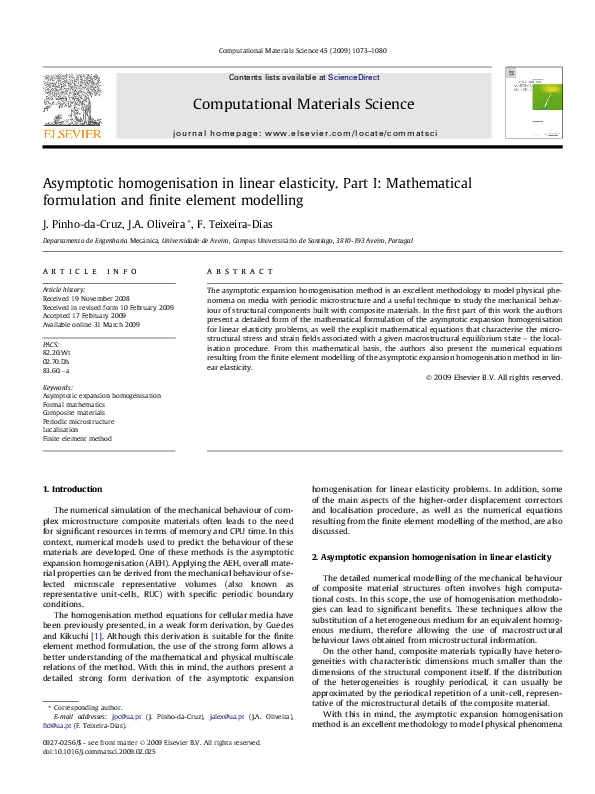 (PDF) Asymptotic homogenisation in linear elasticity. Part I: Mathematical formulation and ...