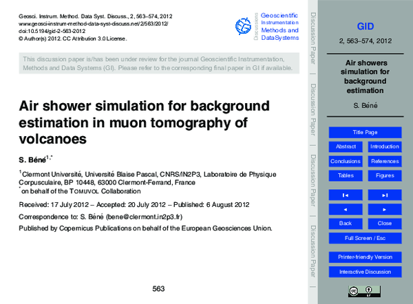 (PDF) Air shower simulation for background estimation in muon ...