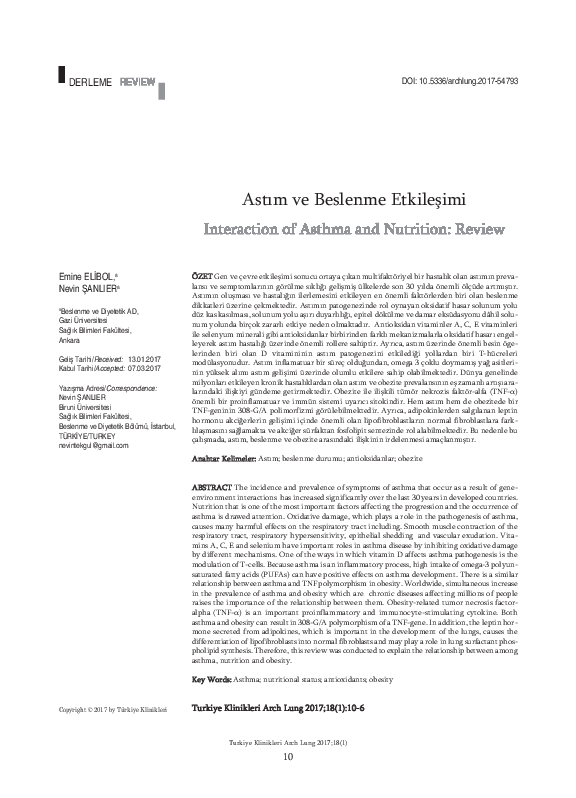 (PDF) Interaction of Asthma and Nutrition: Review