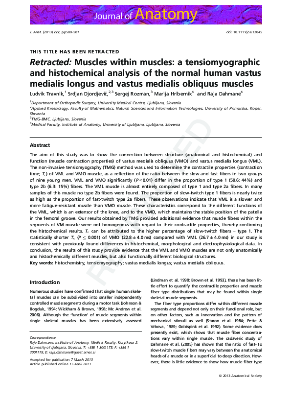 (PDF) Retracted: Muscles within muscles: a tensiomyographic and ...