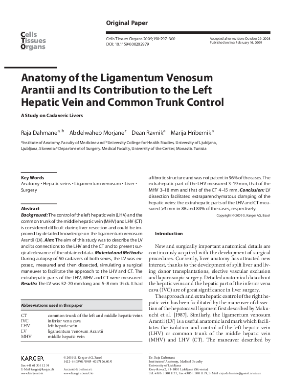 (PDF) Anatomy of the Ligamentum Venosum Arantii and Its Contribution to ...