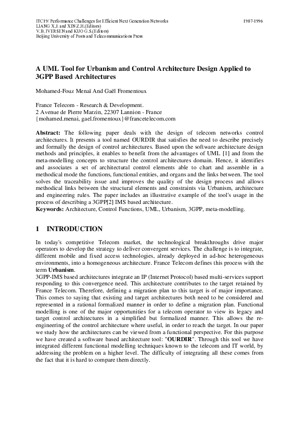 (PDF) A UML Tool for Urbanism and Control Architecture Design Applied ...