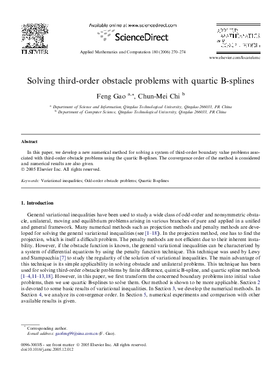 Pdf Solving Third Order Obstacle Problems With Quartic B Splines