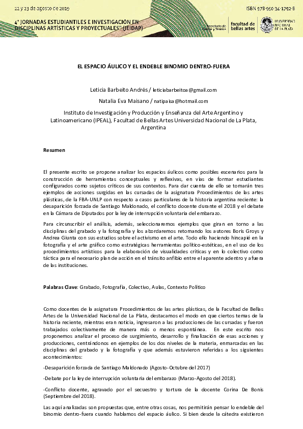 (PDF) El espacio áulico y el endeble binomio dentro-fuera