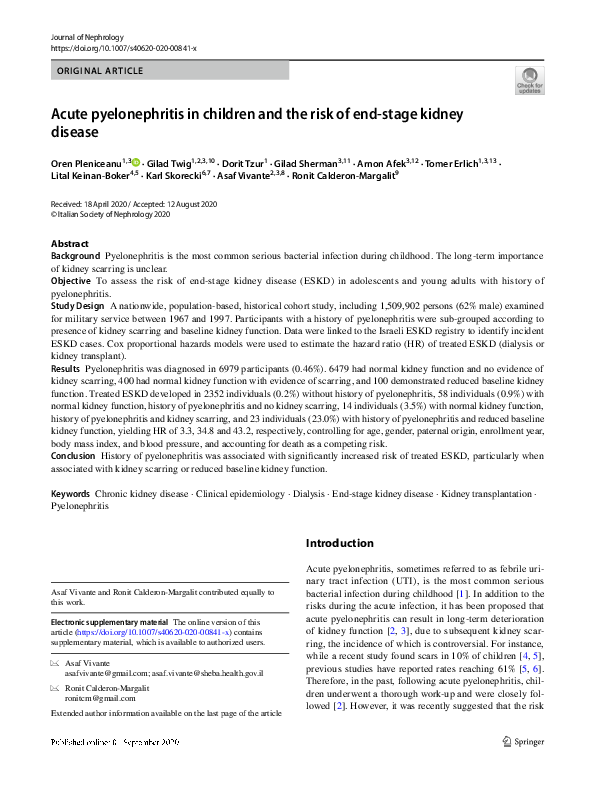 (PDF) Acute pyelonephritis in children and the risk of end-stage kidney ...