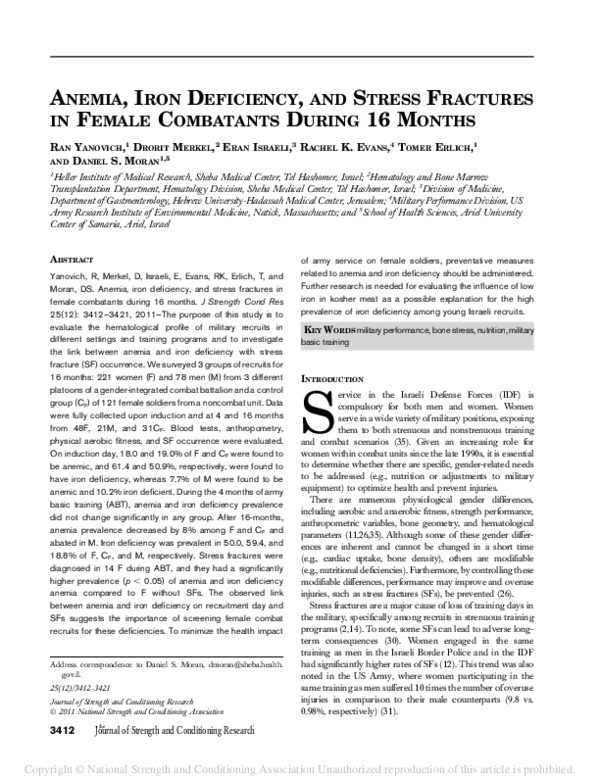 (PDF) Anemia, Iron Deficiency, and Stress Fractures in Female ...