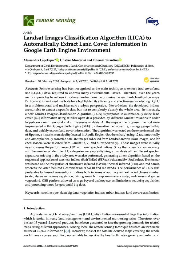(PDF) Landsat Images Classification Algorithm (LICA) to Automatically Extract Land Cover ...