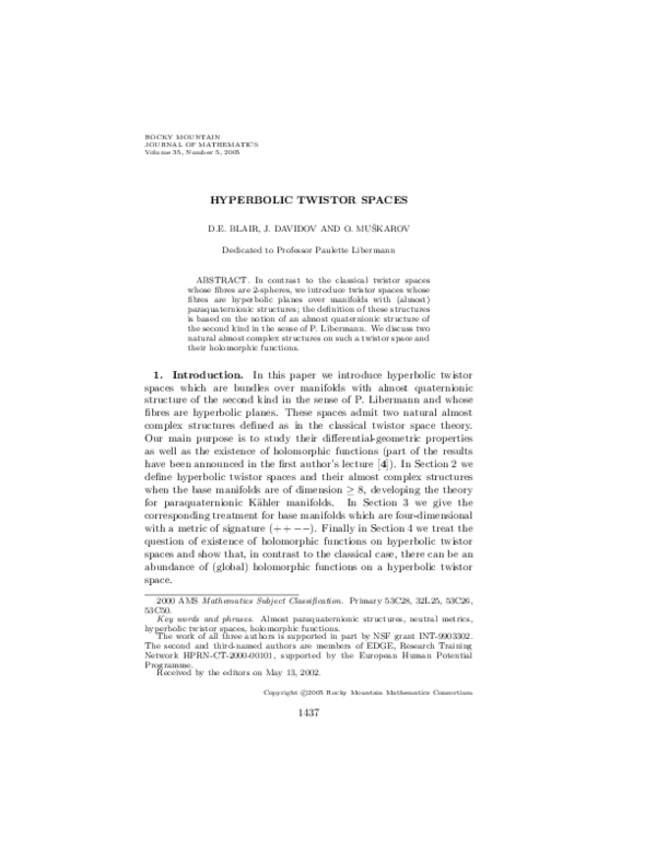 (PDF) Hyperbolic Twistor Spaces
