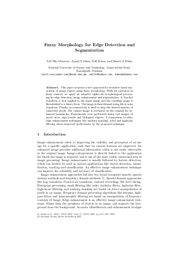 Pdf Fuzzy Morphology For Edge Detection And Segmentation 5129