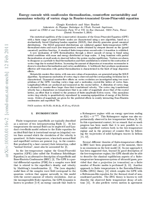 (PDF) Energy cascade with small-scale thermalization, counterflow ...