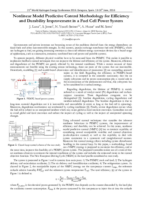 (PDF) NMPC Strategy to Enhance Fuel Cell Efficiency
