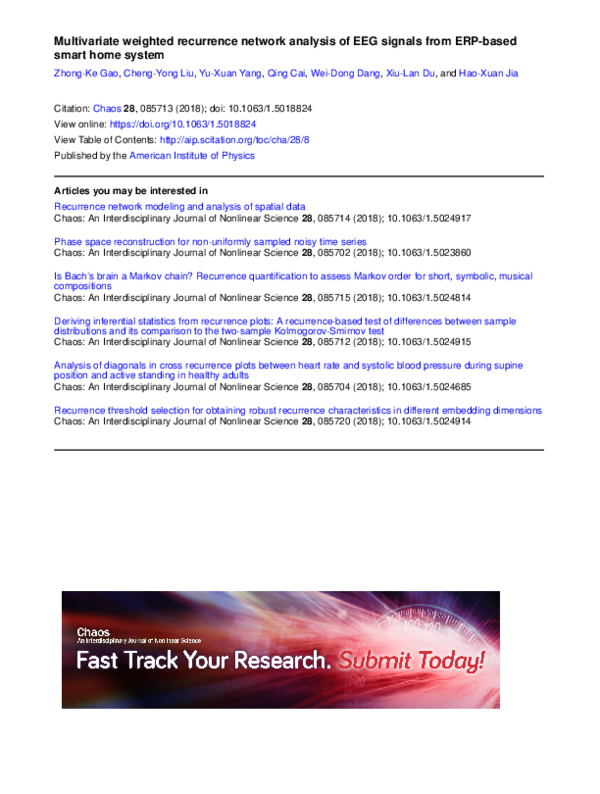 (PDF) Multivariate weighted recurrence network analysis of EEG signals ...