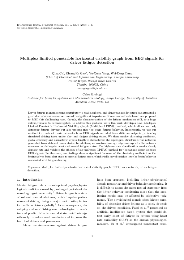 (PDF) Multiplex Limited Penetrable Horizontal Visibility Graph from EEG Signals for Driver ...