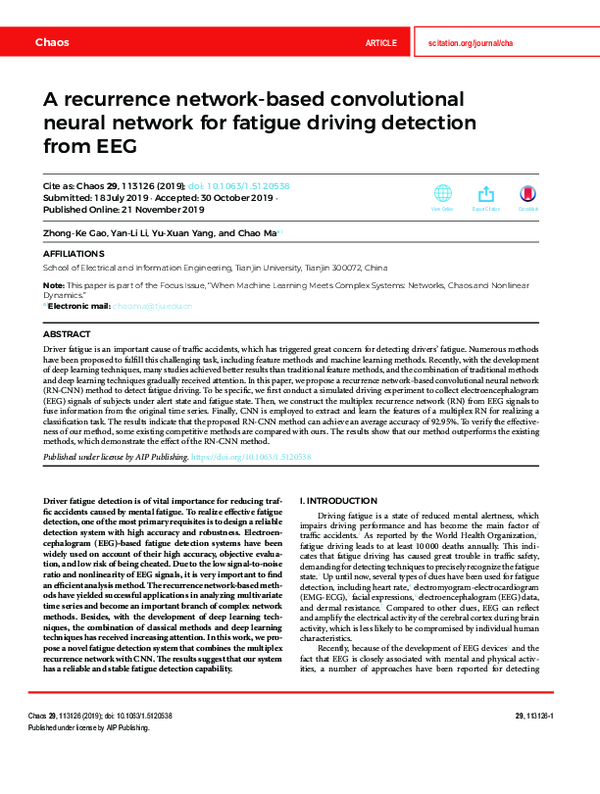 (PDF) A recurrence network-based convolutional neural network for fatigue driving detection from EEG