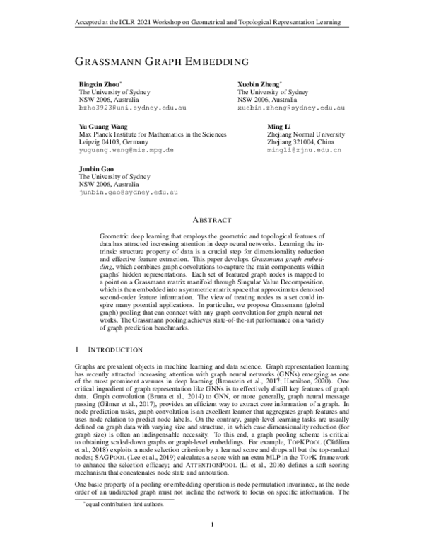 (PDF) Grassmann Graph Embedding