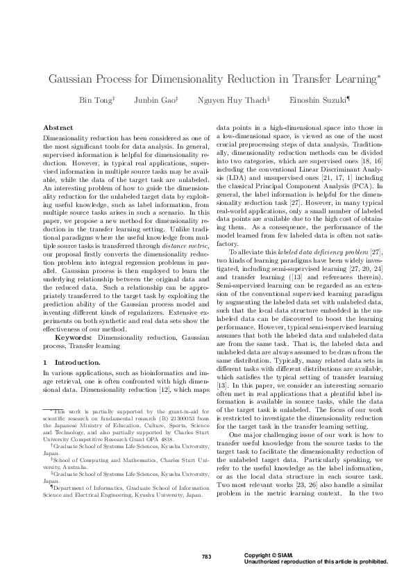 (PDF) Gaussian Process for Dimensionality Reduction in Transfer Learning