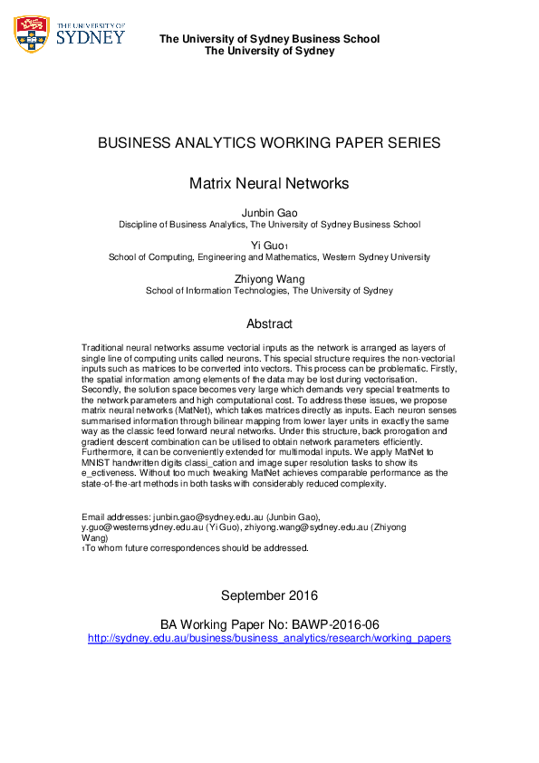(PDF) Matrix Neural Networks