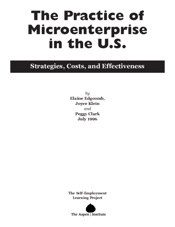 (PDF) The Practice of Microenterprise