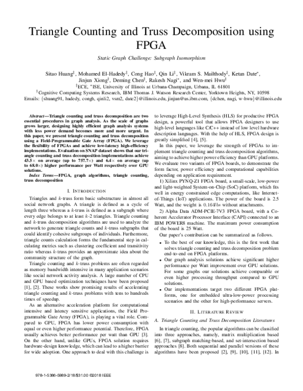 (PDF) Triangle Counting and Truss Decomposition using FPGA