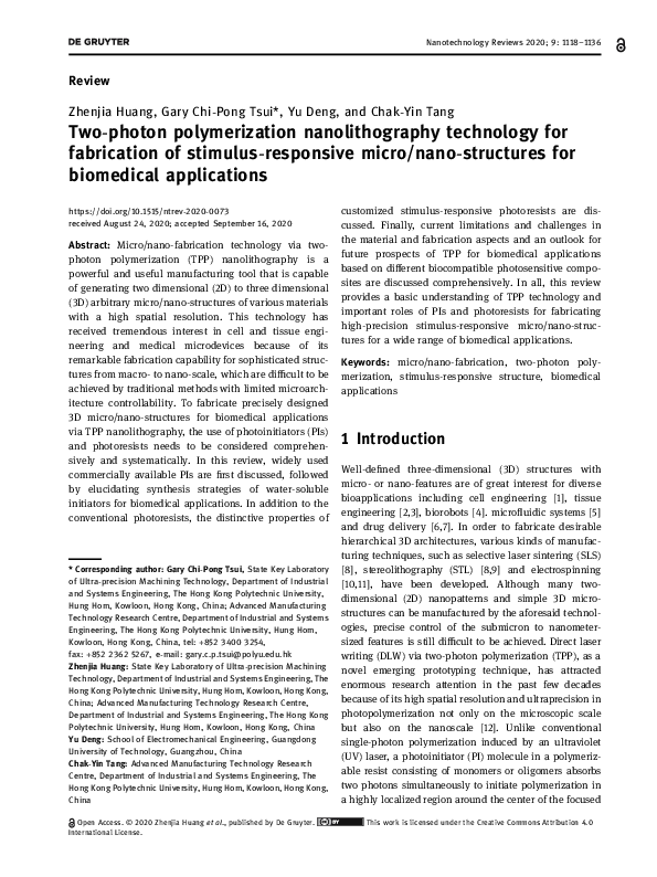(PDF) Two-photon polymerization nanolithography technology for fabrication of stimulus ...