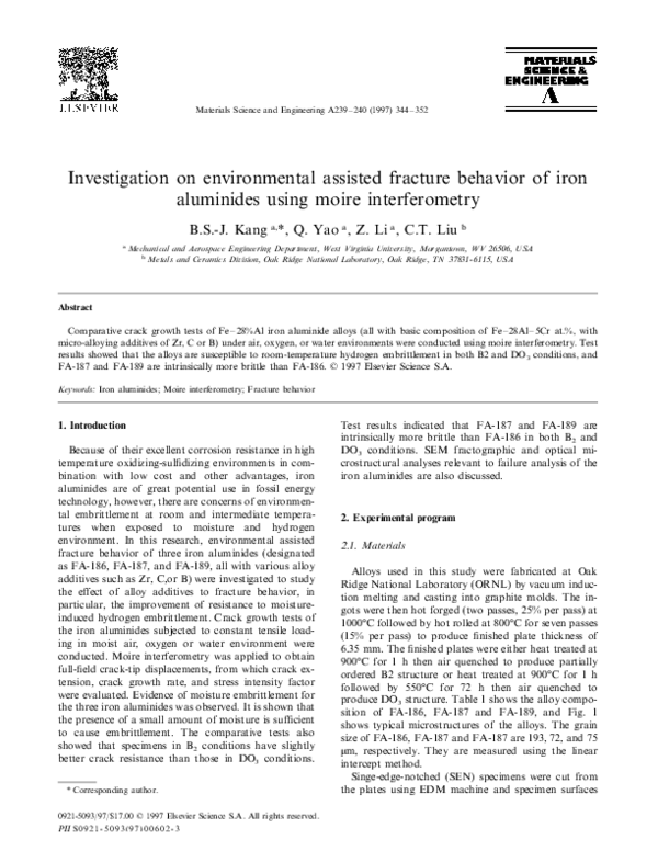 Pdf Investigation On Environmental Assisted Fracture Behavior Of Iron Aluminides Using Moire