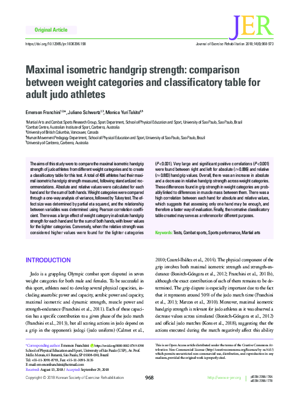 (PDF) Maximal isometric handgrip strength: comparison between weight ...