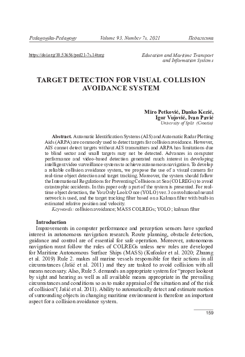 (PDF) Target Detection For Visual Collision Avoidance System | Danko Kezic - Academia.edu