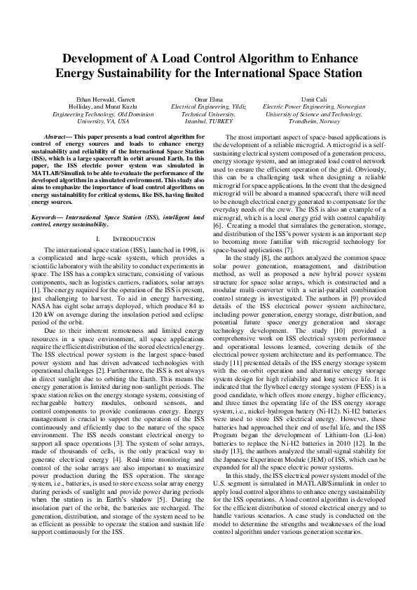 (PDF) Development of A Load Control Algorithm to Enhance Energy Sustainability for the ...