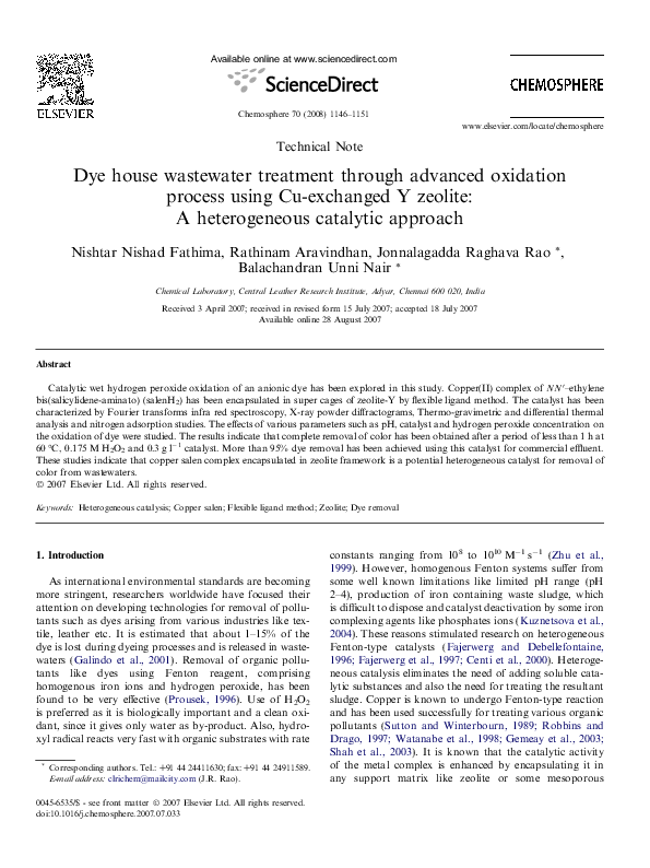 (PDF) Dye house wastewater treatment through advanced oxidation process ...