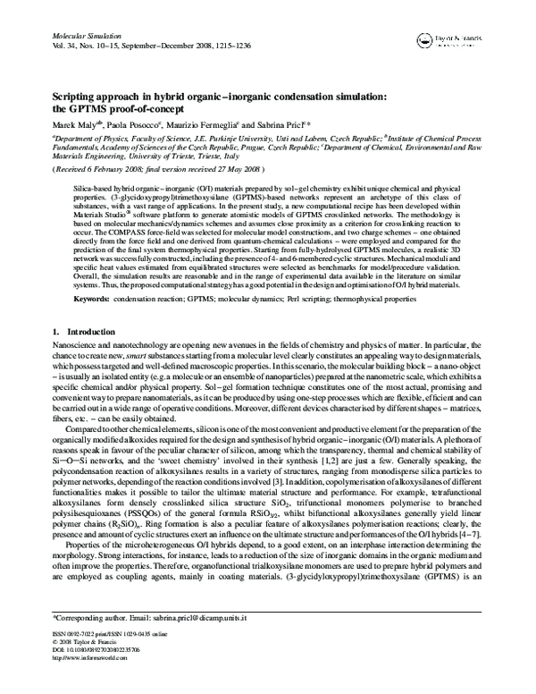 (PDF) Scripting approach in hybrid organic–inorganic condensation simulation: the GPTMS proof-of ...