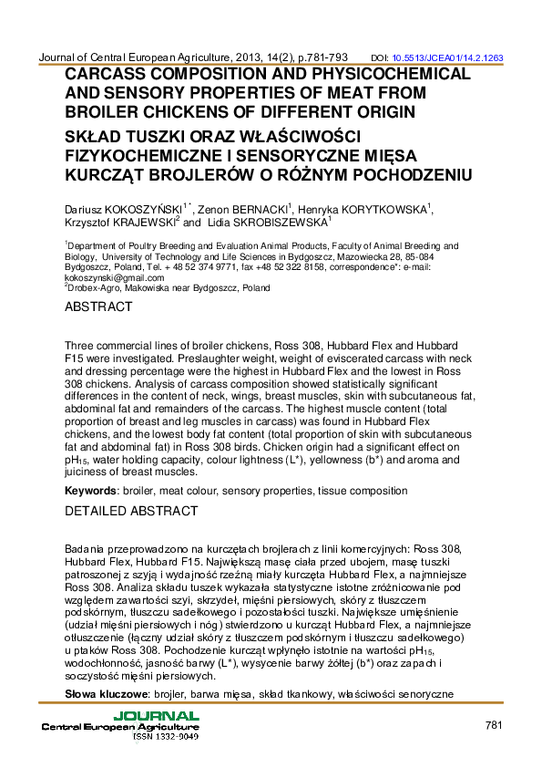 (PDF) Carcass Composition and Physicochemical and Sensory Properties of ...