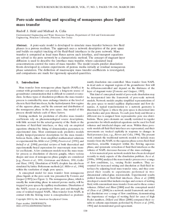 (PDF) Pore-scale modeling and upscaling of nonaqueous phase liquid mass transfer