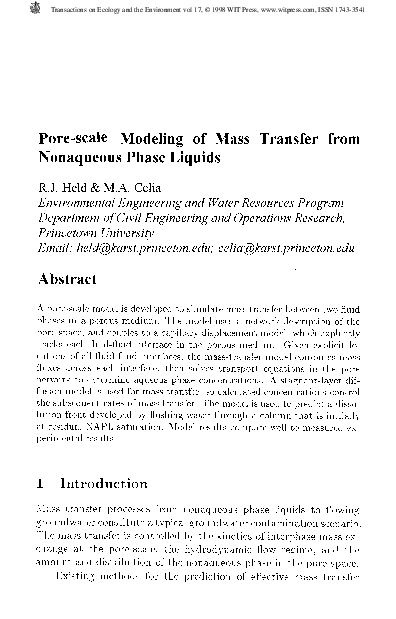 (PDF) Pore-scale Modeling Of Mass Transfer FromNonaqueous Phase Liquids | Rudolf Held - Academia.edu