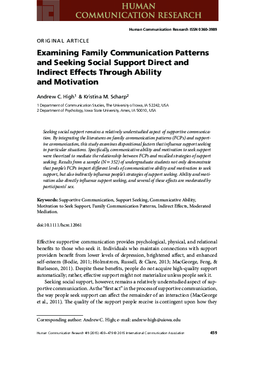 (PDF) Examining Family Communication Patterns and Seeking Social ...