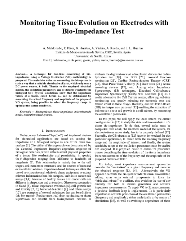 (PDF) Monitoring tissue evolution on electrodes with bio-impedance test