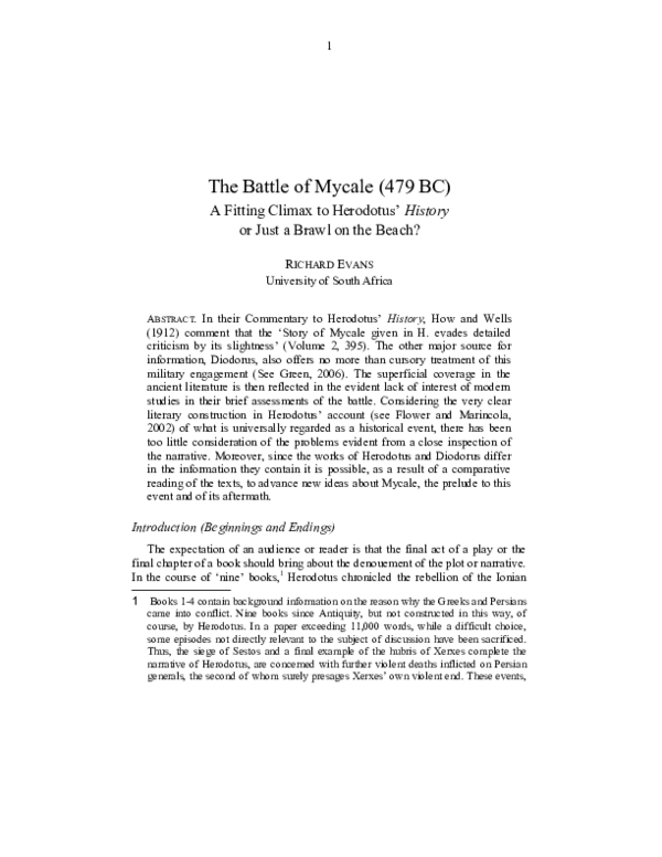 (DOC) The Battle of Mycale (479 BC) A Fitting Climax to Herodotus ...