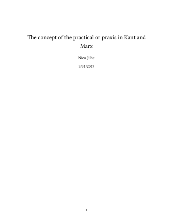 (PDF) The concept of the practical or praxis in Kant and Marx