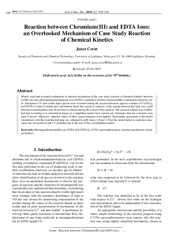 (PDF) Reaction between Chromium(III) and EDTA ions: An Overlooked Mechanism of Case Study ...