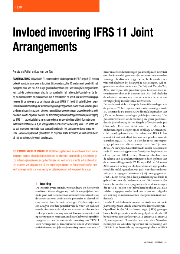 (PDF) Invloed invoering IFRS 11 Joint Arrangements