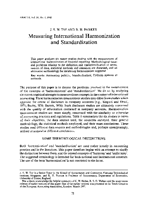 (PDF) Measuring International Harmonization and Standardization