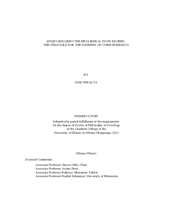(PDF) [De]stabilizing the neoliberal food regime: the struggle for the ...